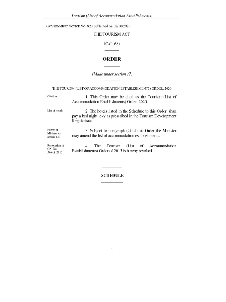 (List of Accommodation Establishments) TZ | PDF