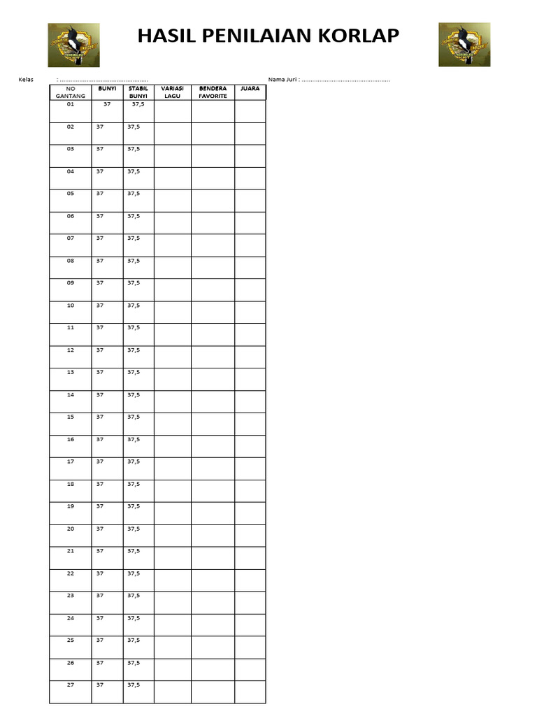 FORM PENILAIAN JURI | PDF