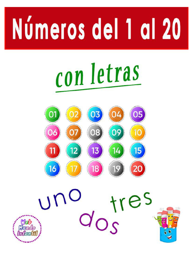 Números Del 1 Al 20 Con Letras | PDF