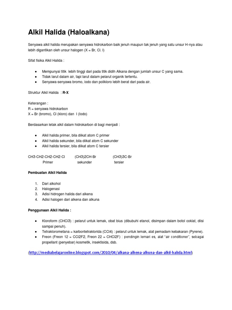Pengertian dan Sifat Alkil Halida | PDF
