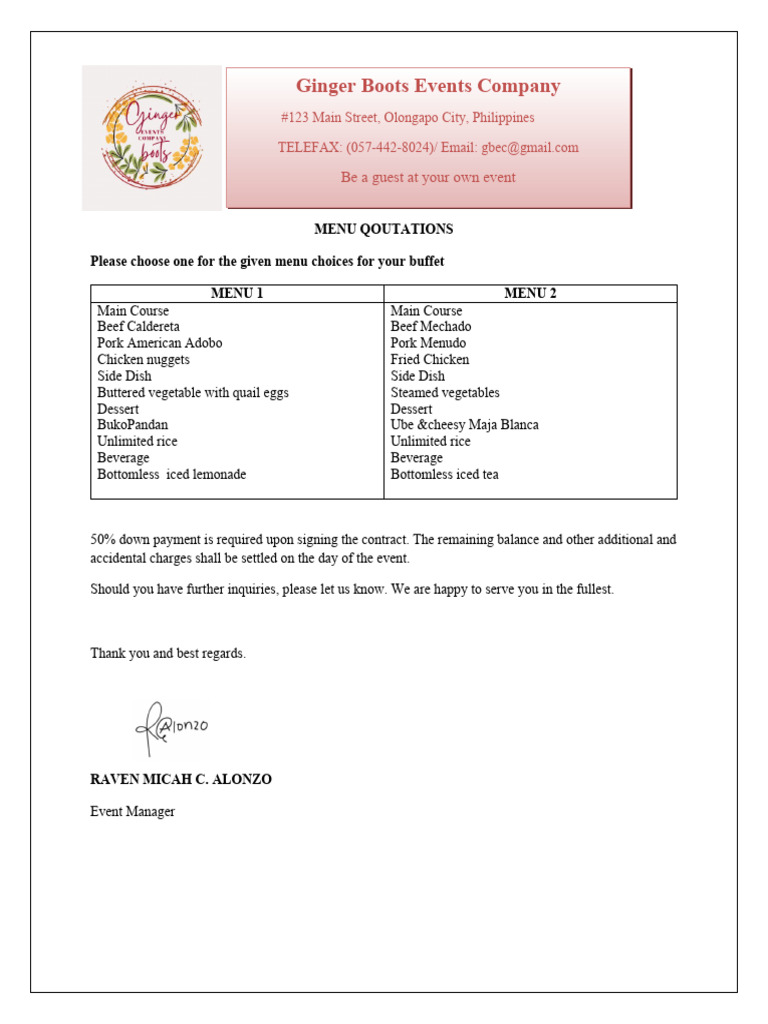 Menu-Quotations - RMCA | PDF