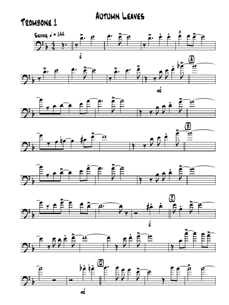Autumn Leaves - Cuarteto de Trombones | PDF