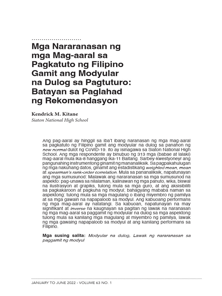 Mga Nararanasan NG Mga Mag-Aaral Sa Pagkatuto NG Filipino Gamit Ang ... Mga Nararanasan NG Mga Mag-Aaral Sa Pagkatuto NG Filipino Gamit Ang ...
