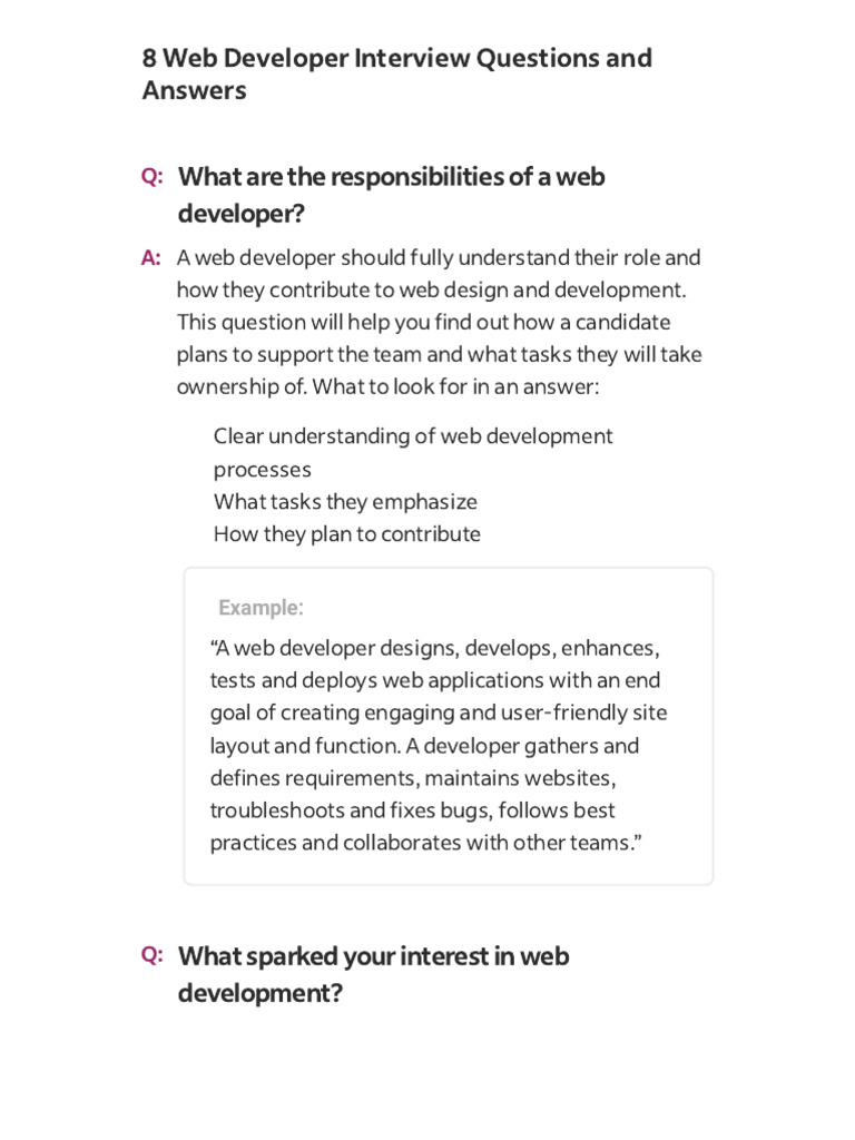 Web Developer Interview Questions Pdf 