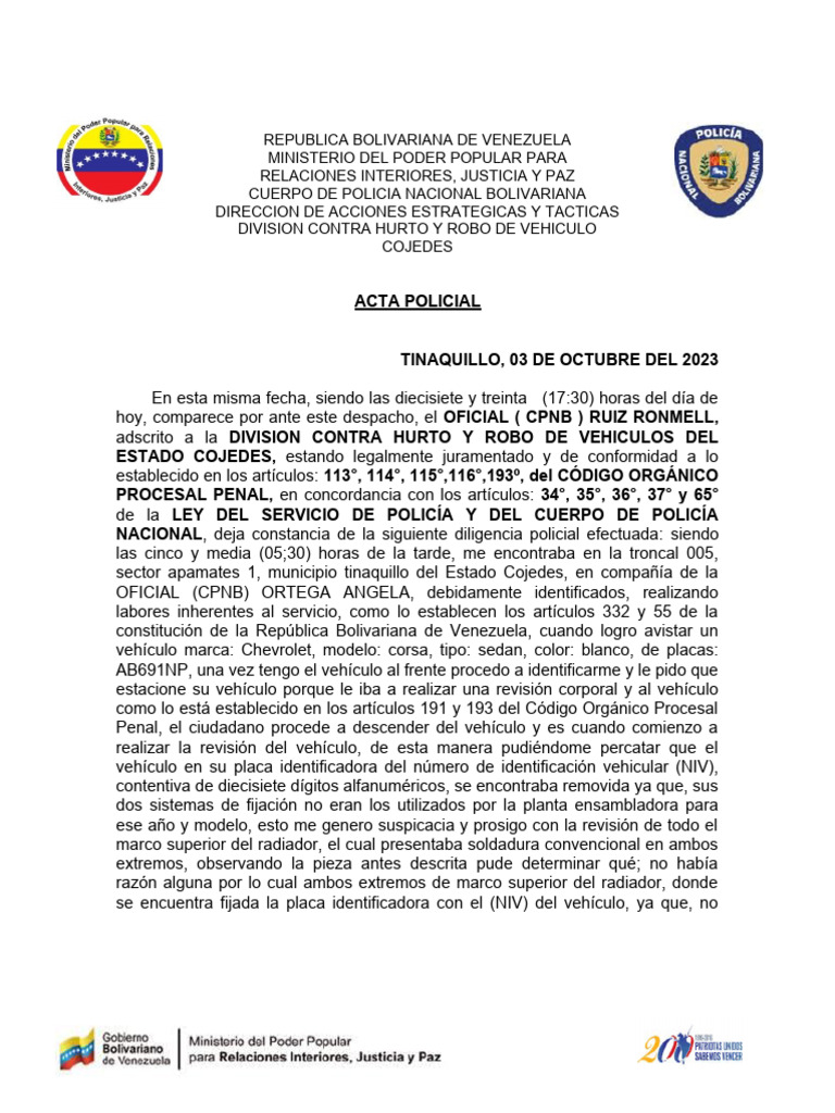Acta Policial | PDF Acta Policial | PDF