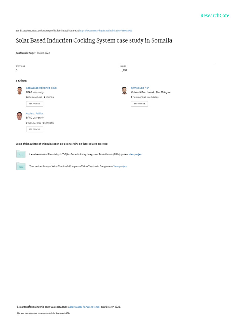 Solar Based Induction Cooking Systemcasestudyinsomalia | PDF