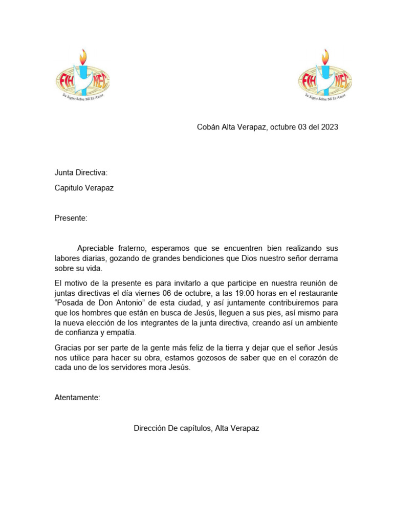 Invitacion Fraternidad | PDF