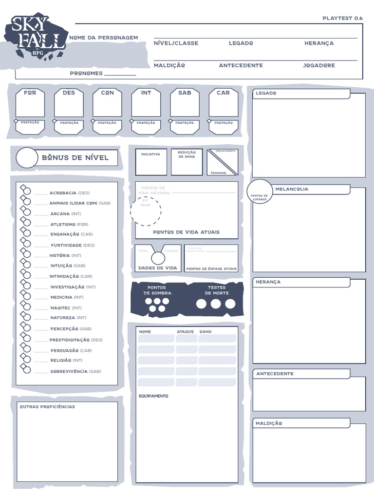 Ficha Skyfall Editavel Ajustada | PDF