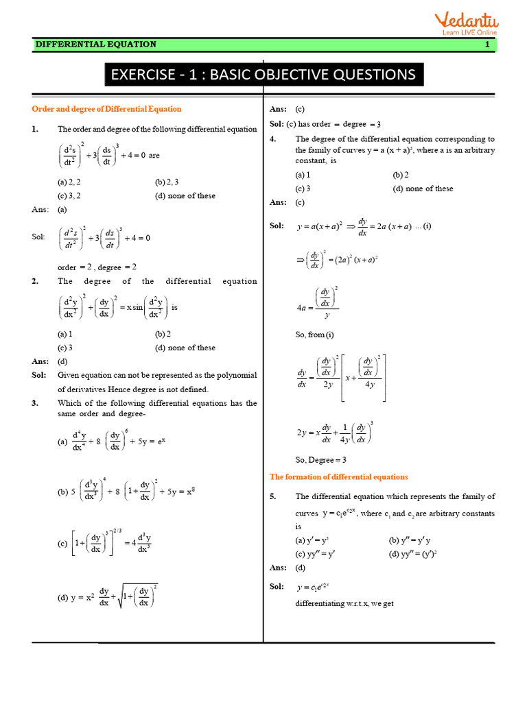 Differential Equations Exercises | PDF