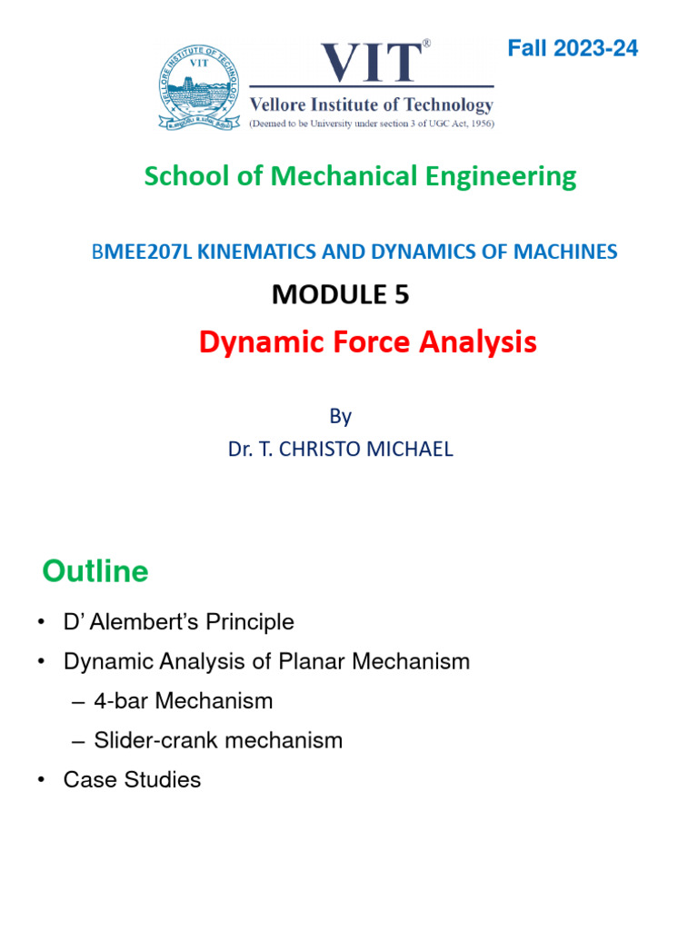 Dynamic Force Analysis in Machines | PDF | Piston | Vehicle Technology