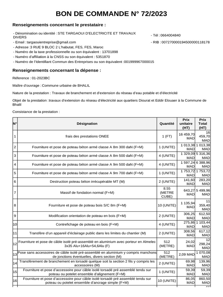 Bon de Commande | PDF