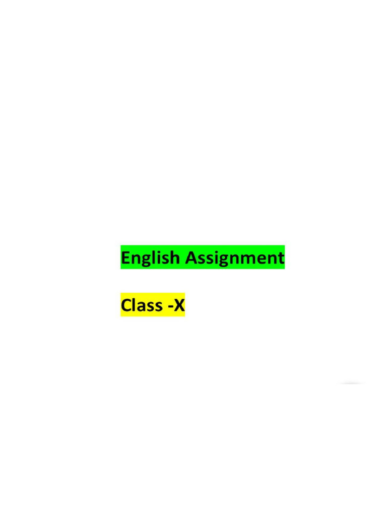 English Assignment Class X | PDF