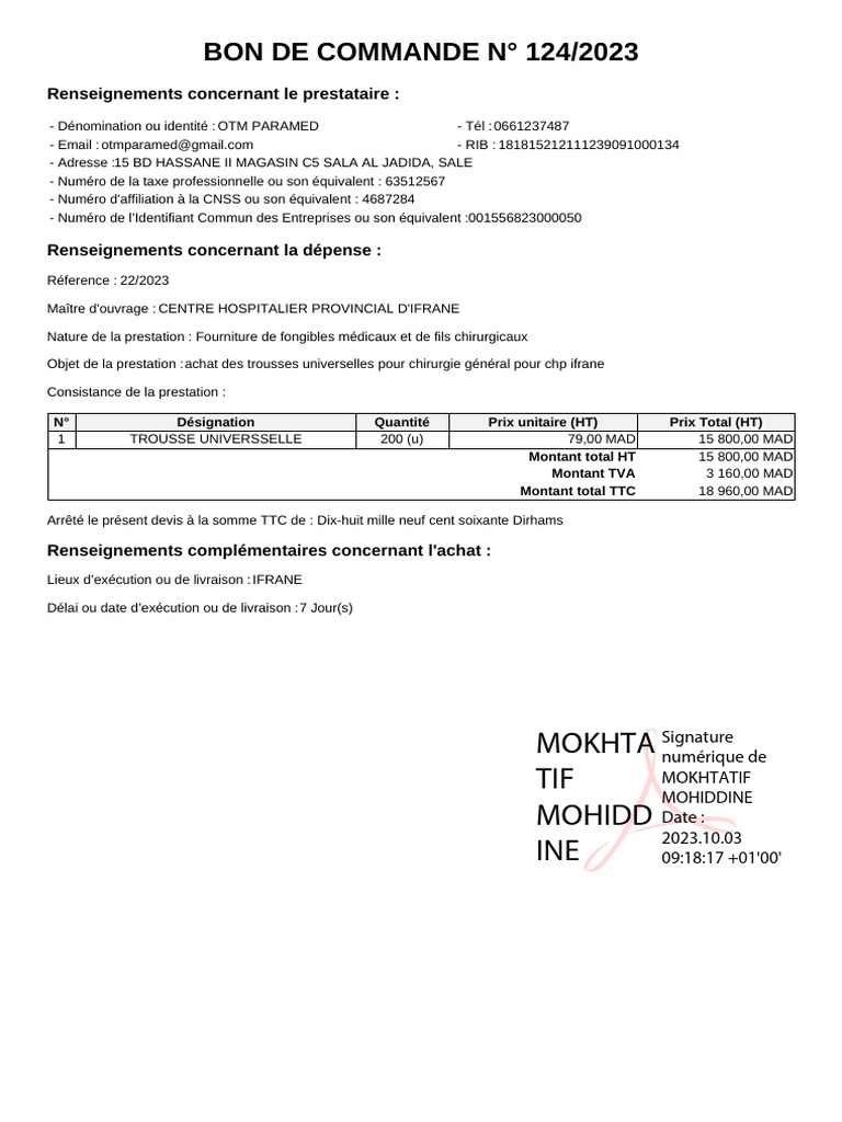 Bon de Commande - PDF Signee | PDF