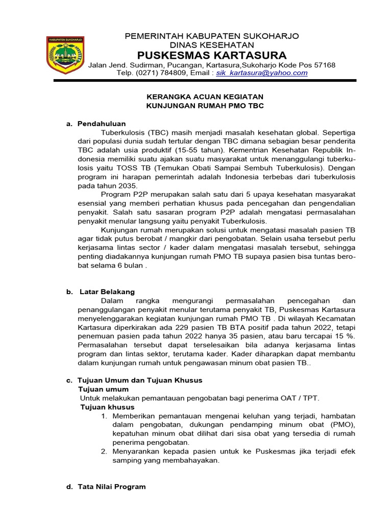 KAK Kunjungan Rumah PMO TBC | PDF