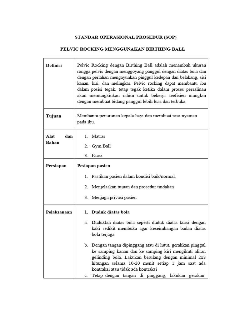 LAMPIRAN Sop Pelvic Rocking | PDF
