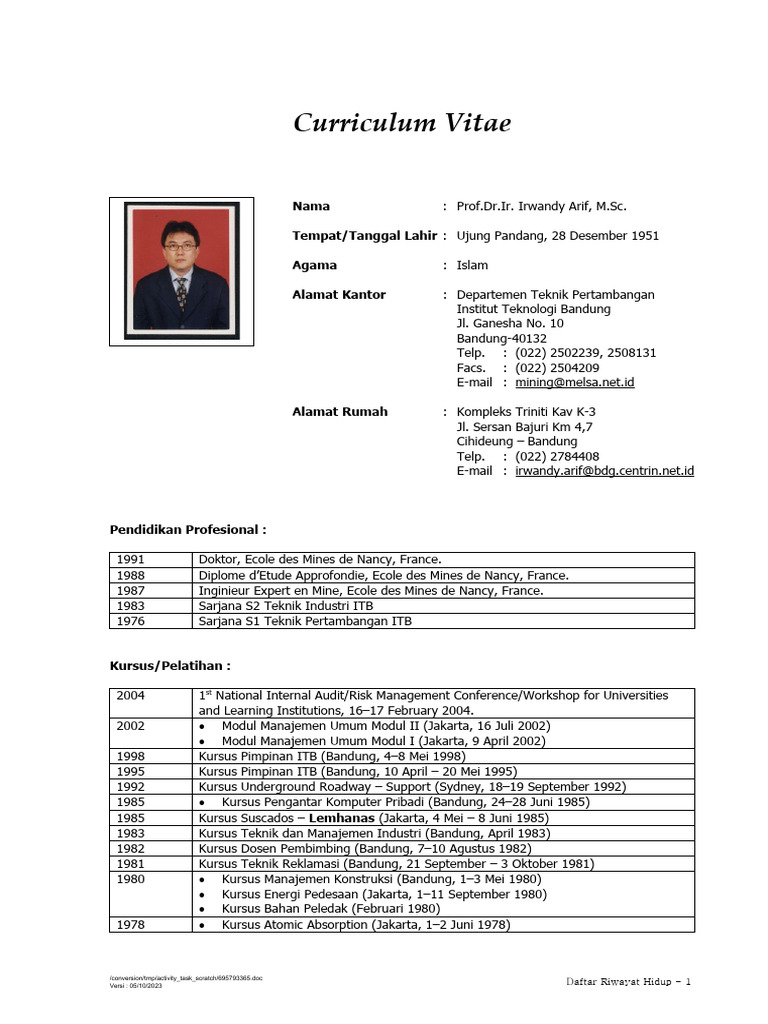 CV-Irwandy Arif.2006 | PDF