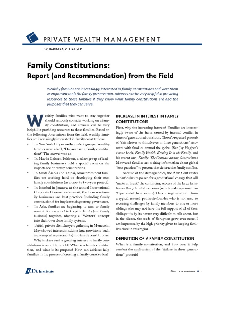 Family Constitution | PDF | United States Constitution | Governance
