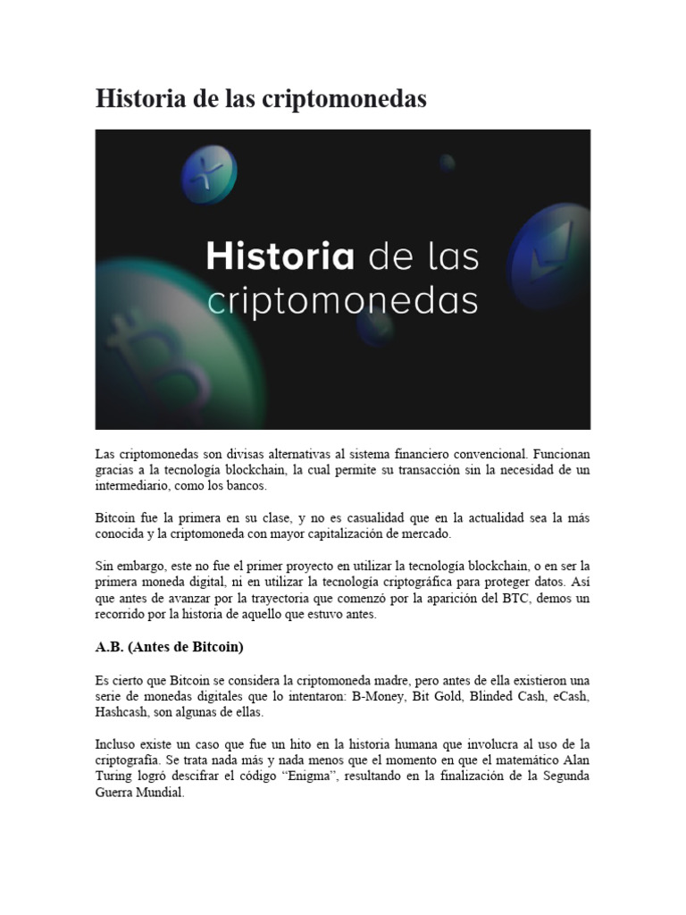 Historia de las Criptomonedas | PDF | Criptomoneda | Bitcoin