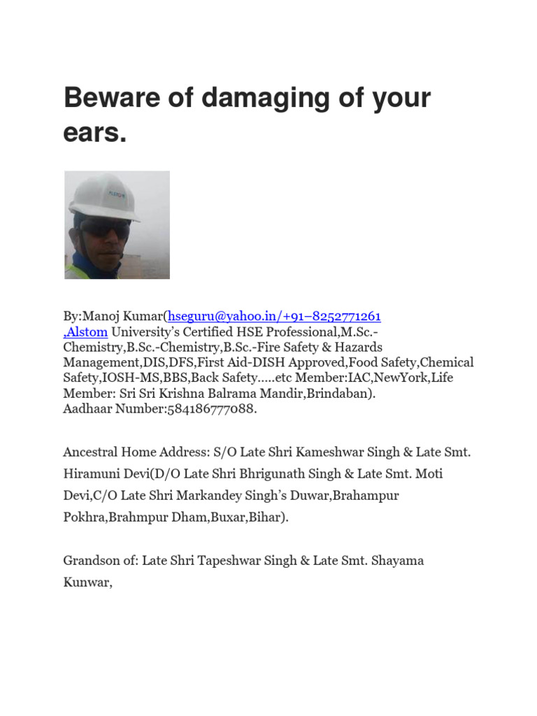 Beware of Damaging of Your Ears. | PDF | Wellness | Science & Mathematics