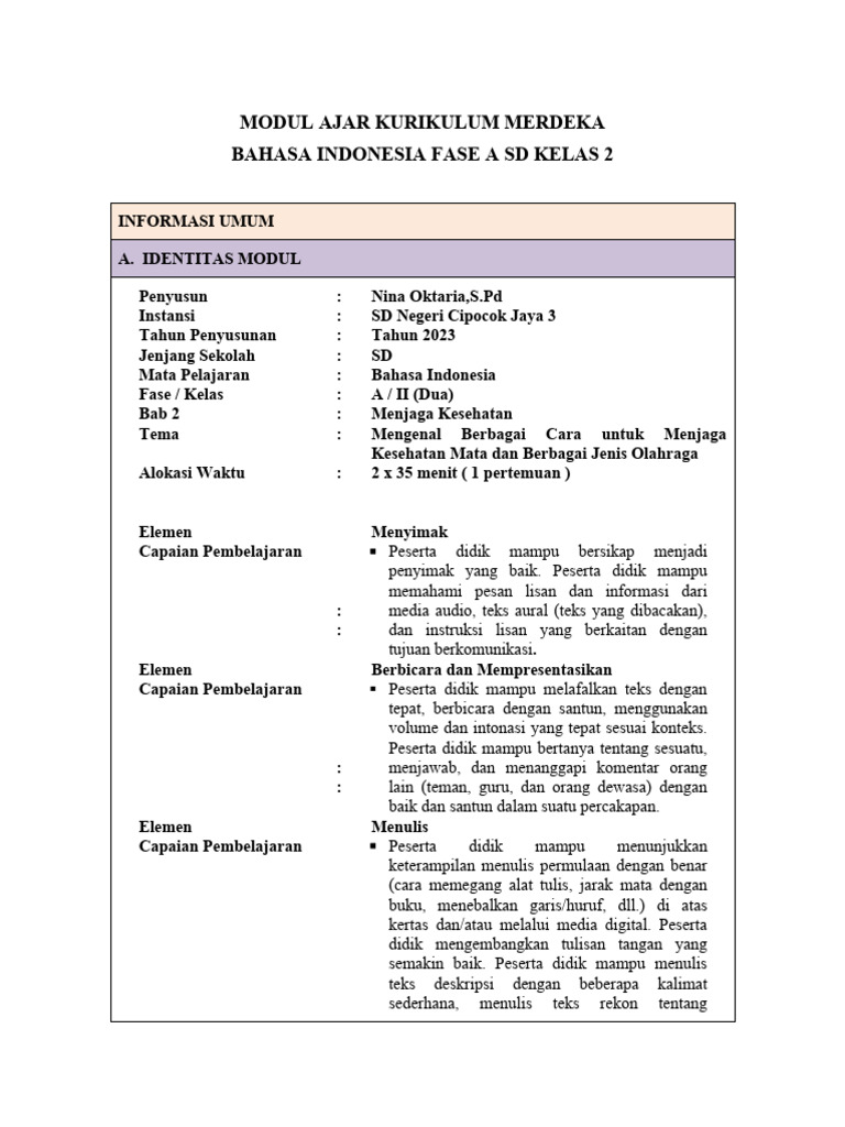 Modul Kelas 2. BBBBBBBBBBBBBBBBBBBBBBBB | PDF