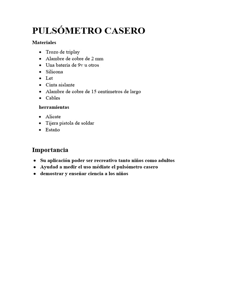 Pulsómetro Casero | PDF