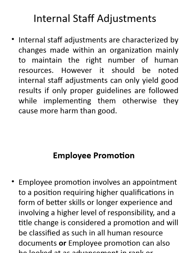 Internal Staff Adjustments | PDF