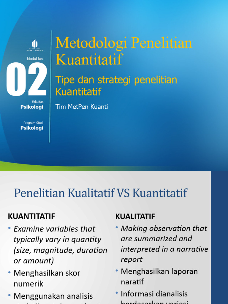 OBE - 2022 - Metode Dan Analisa Penelitian Kuantitatif - 2 - TIPE-TIPE ... OBE - 2022 - Metode Dan Analisa Penelitian Kuantitatif - 2 - TIPE-TIPE ...