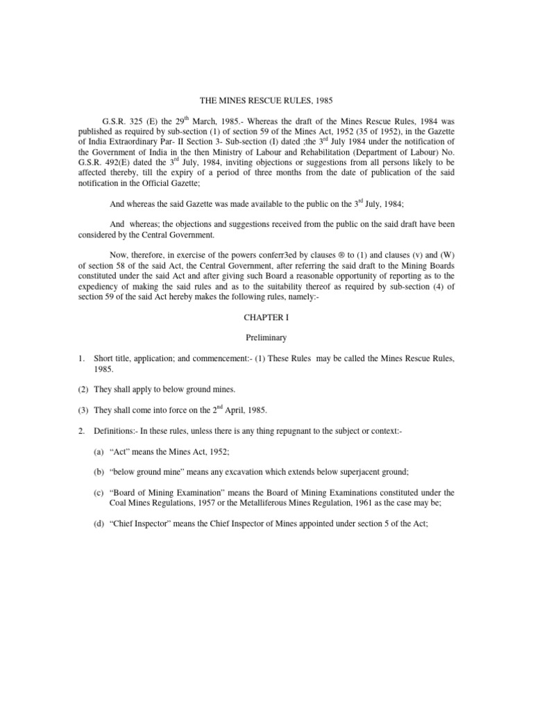 Mines Rescue 20rule 1985 | PDF | History