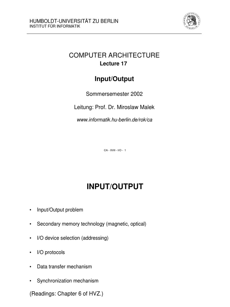 Computer Architecture | PDF | Input/Output | Central Processing Unit