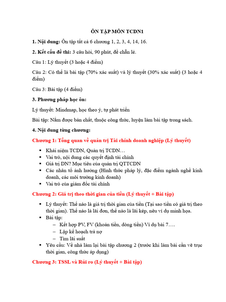 Ôn Tập Môn Tcdn1 | PDF