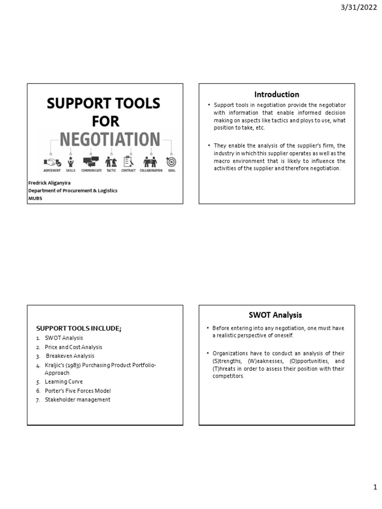 Support Negotiation Tools BPSM-2021-22 | PDF