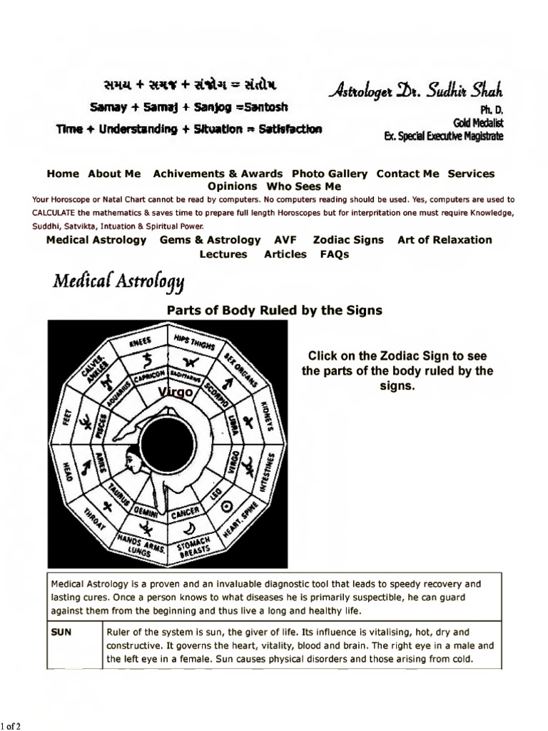 Medical Astrologer - Dr. Sudhir Shah | PDF | Planets In Astrology ...