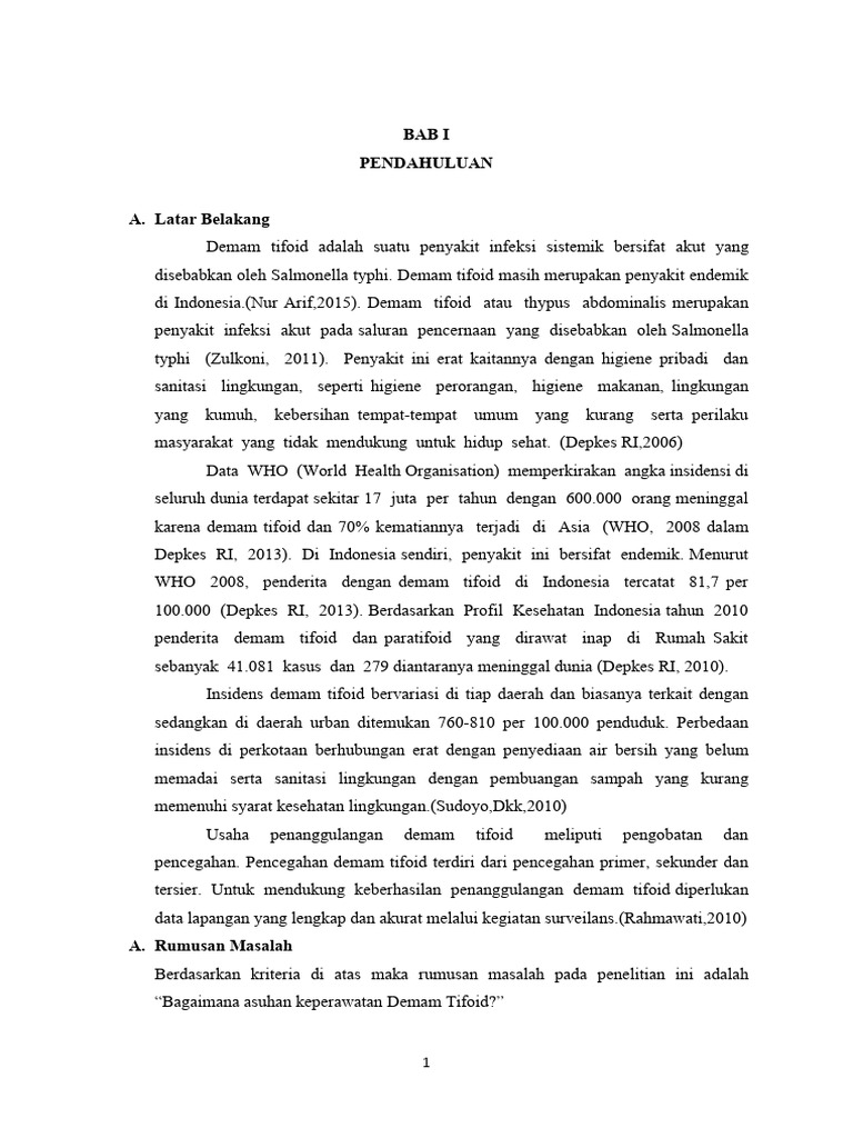 Laporan Pendahuluan Dan Asuhan Keperawatan Pasien Dengan Demam Tifoid | PDF | Pengembangan Diri ...