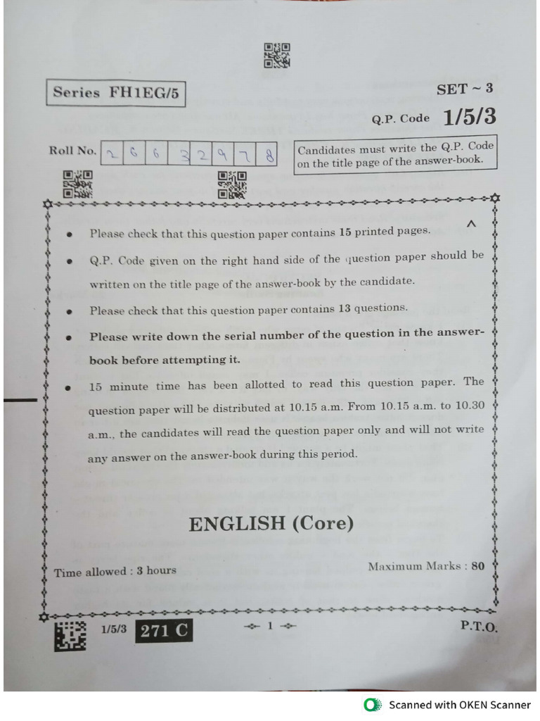 Set 3 English QP | PDF