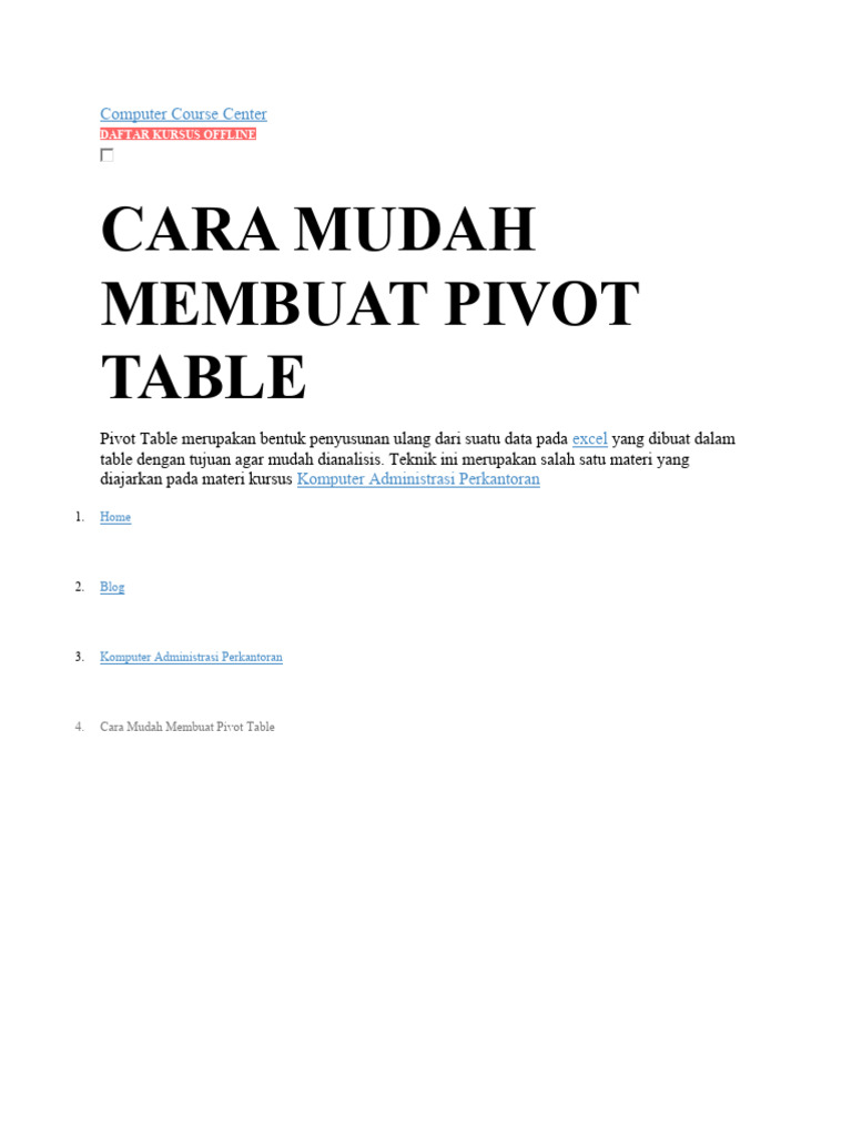 Cara Bermain Pivot Table | PDF