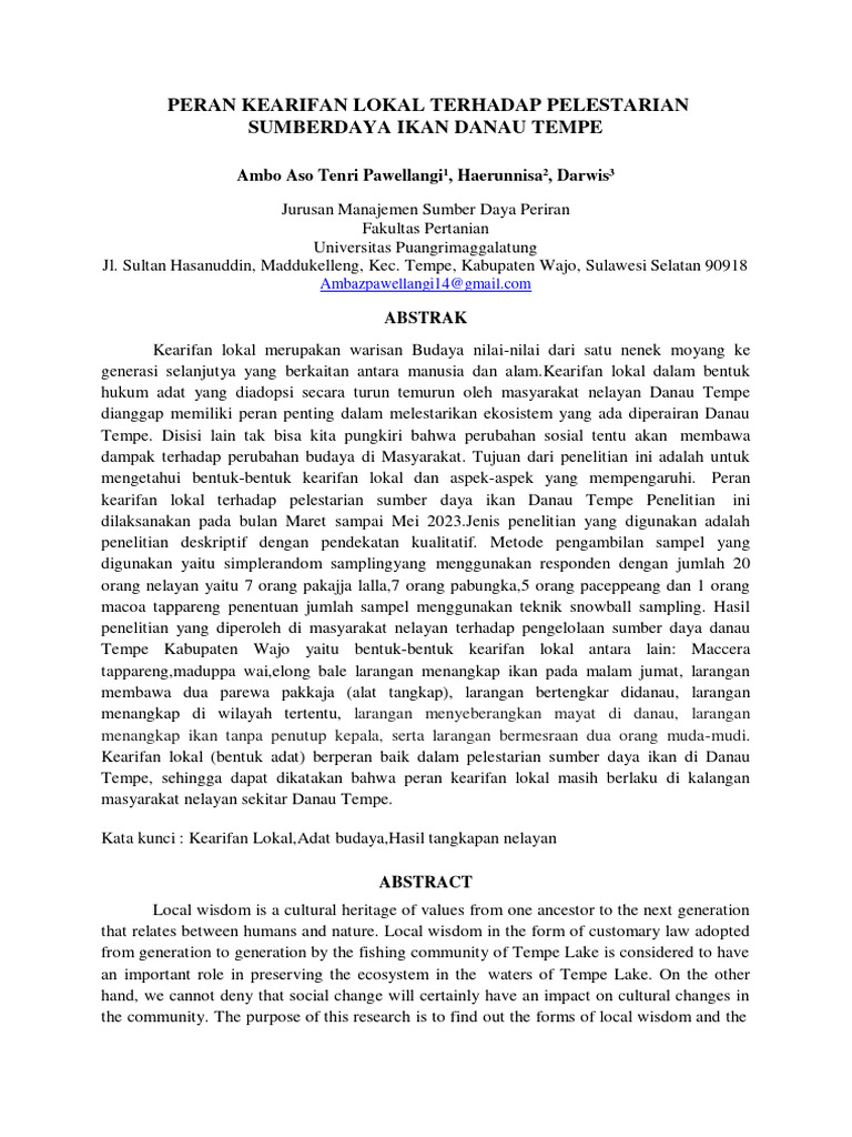 Jurnal Skripsi - Ambo Aso - Manajemen Sumber Daya Perairan | PDF