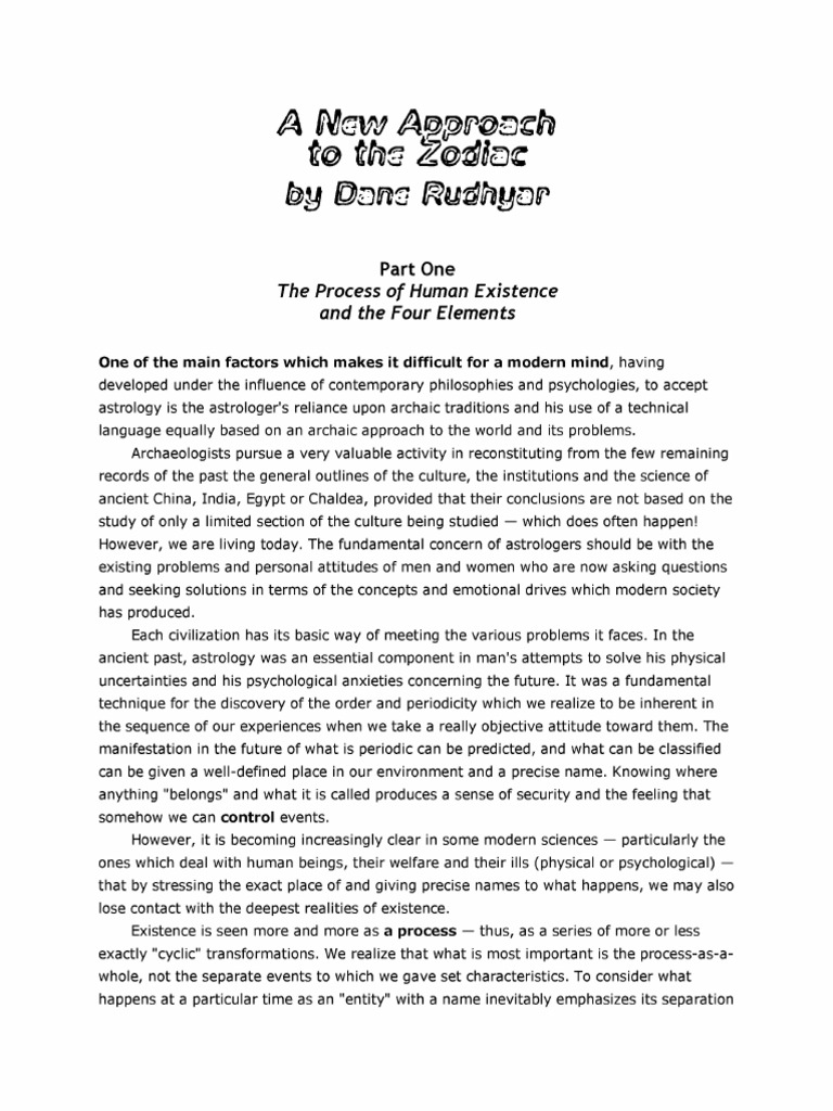 Dane Rudhyar - A New Approach To The Zodiac | PDF | Astrological Sign