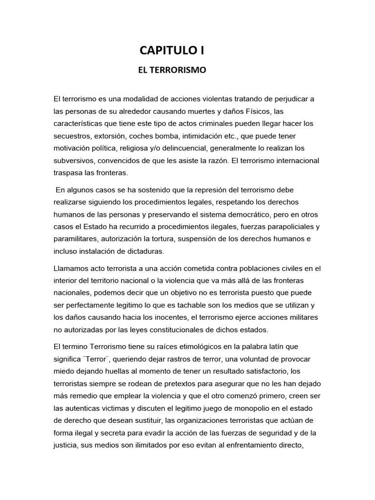 Capitulo I El Terrorismo | PDF