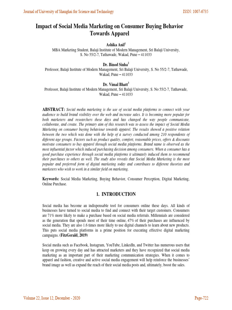 Impact of Social Media Marketing On Consumer Buying Behavior Towards ...