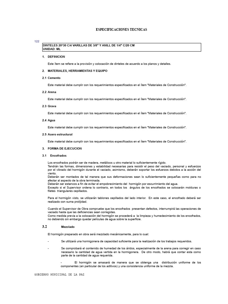 Dinteles 20 30 C/4 Varillas de 3/8" Y Anill de 1/4" C/20 CM Unidad: ML ...