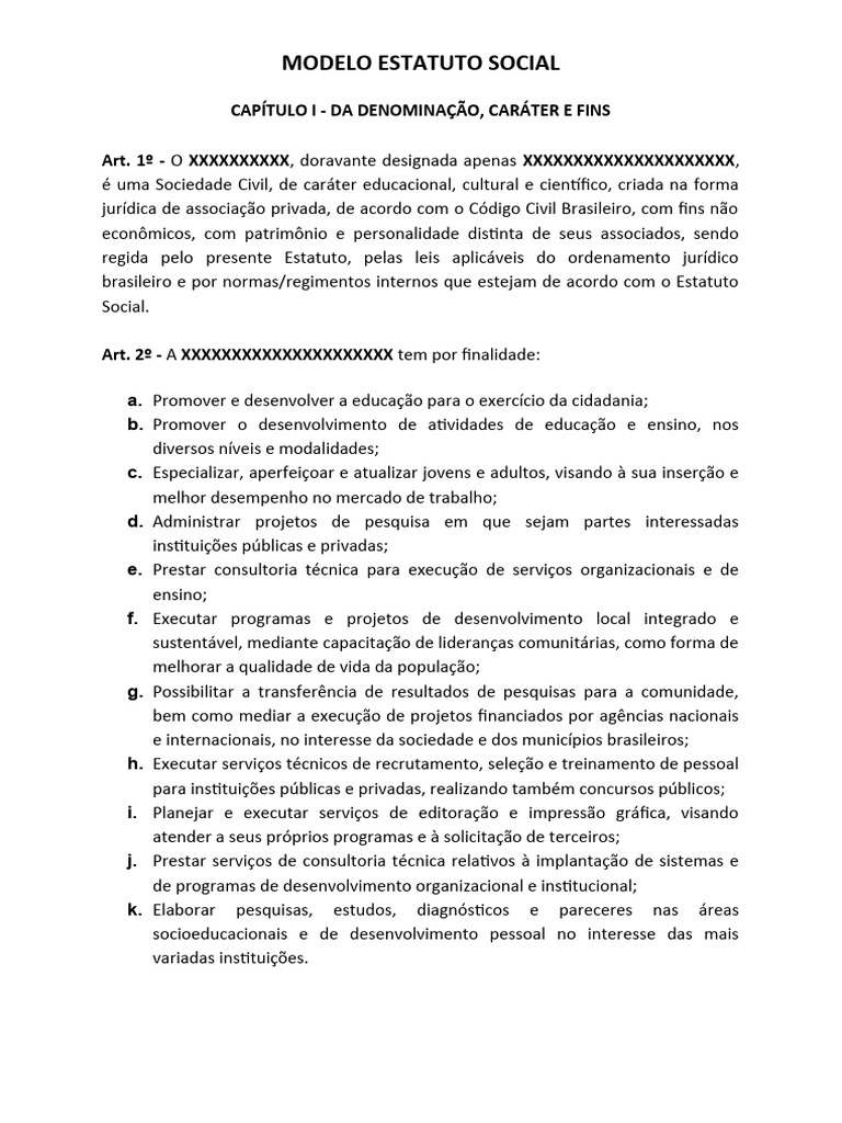 Modelo de Estatuto Social | PDF