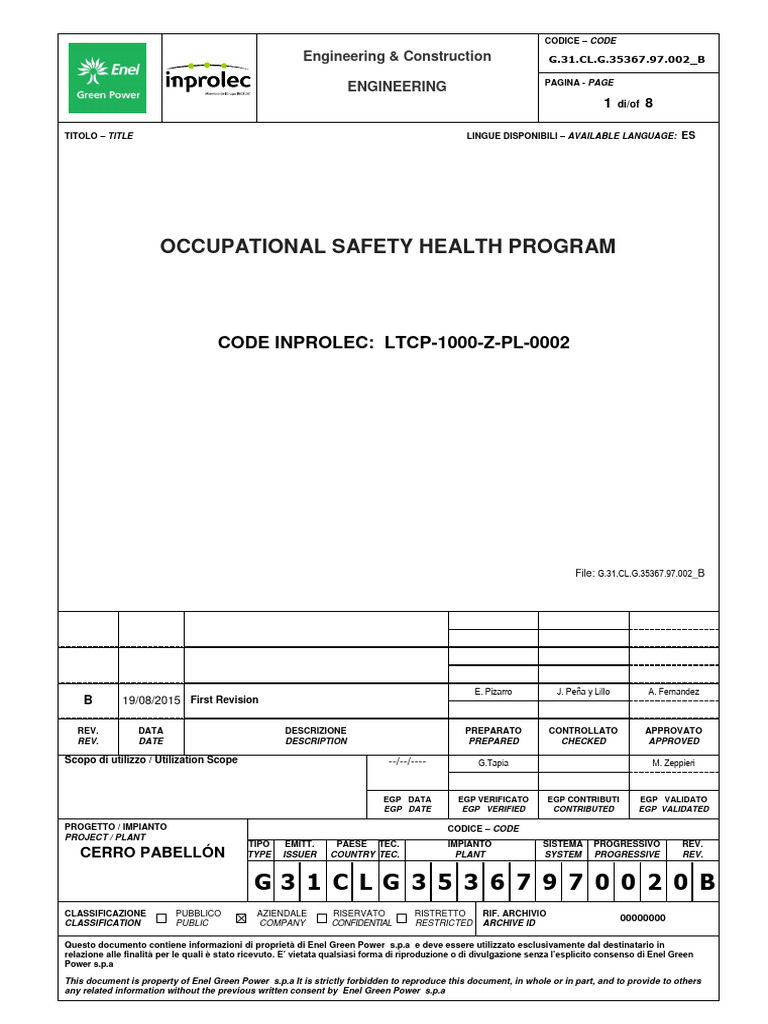 LTCP-1000-Z-PL-0002 - Programa Seguridad y Salud Ocupacional | PDF