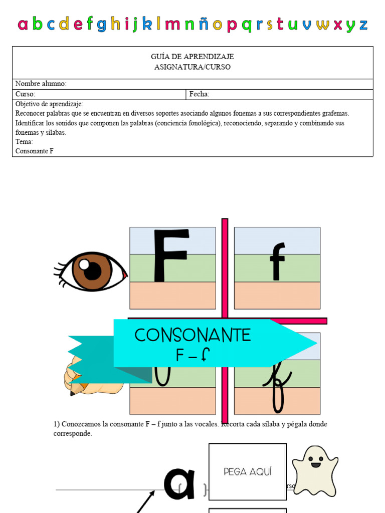 24.- UETH - Guía de Aprendizaje - Consonante F | PDF