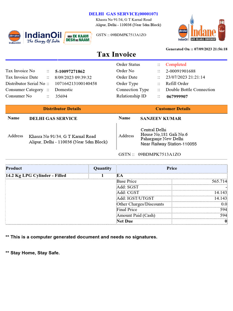 Delhi Gas Bill | PDF | Government Finances | Taxes