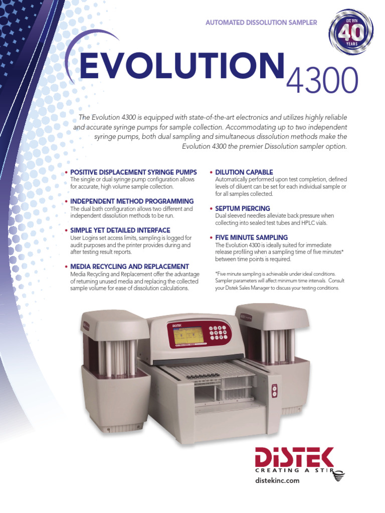 Brochure, Distek Evolution 4300 | PDF | Pump | Syringe