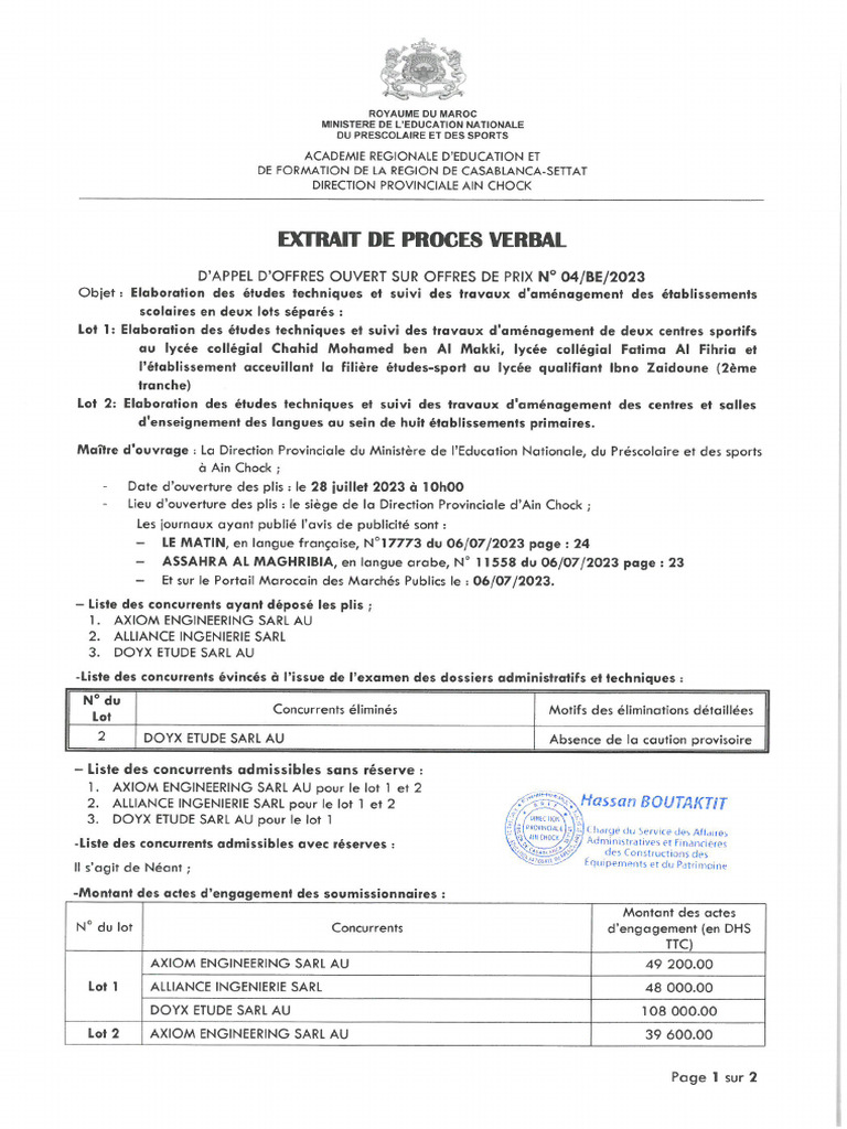 Extrait PV 04-BE-2023 | PDF