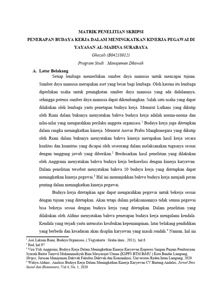 Matrik Penelitian Skripsi Ghozali | PDF