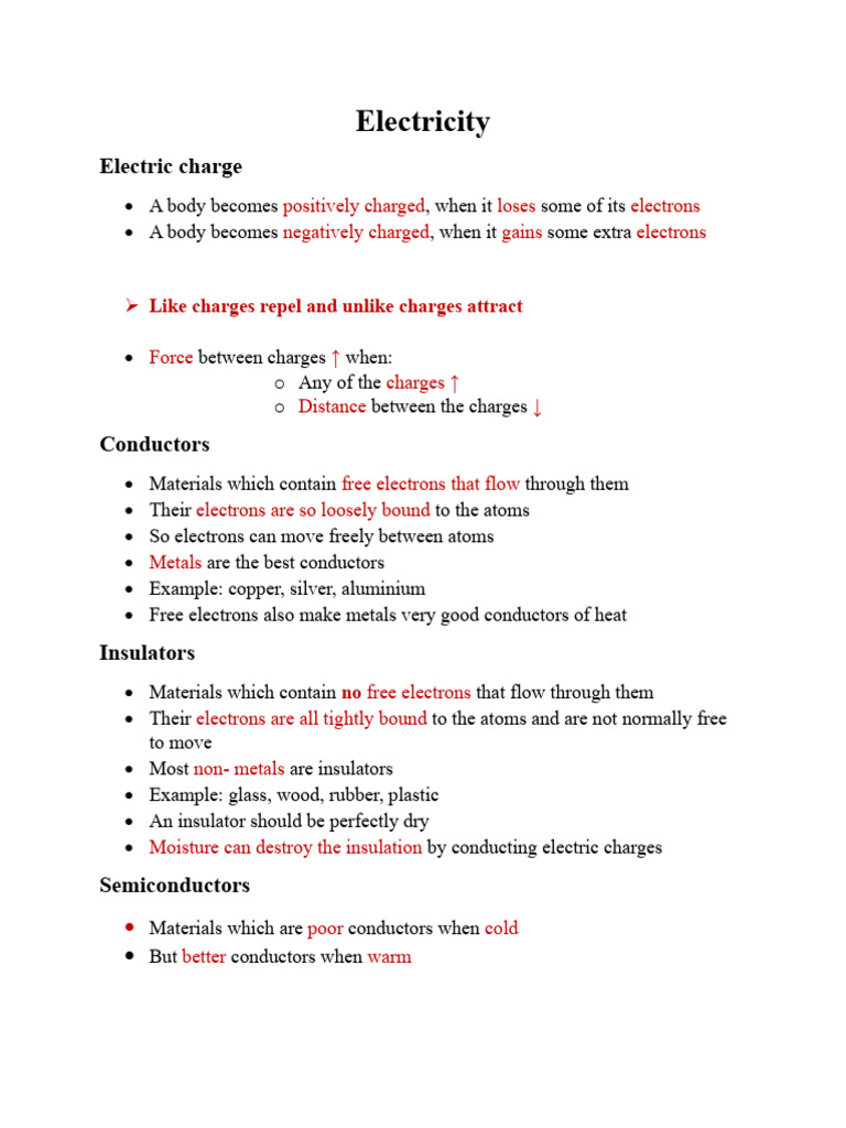 Short Notes - Electrostatics | PDF | Electrical Resistance And ...