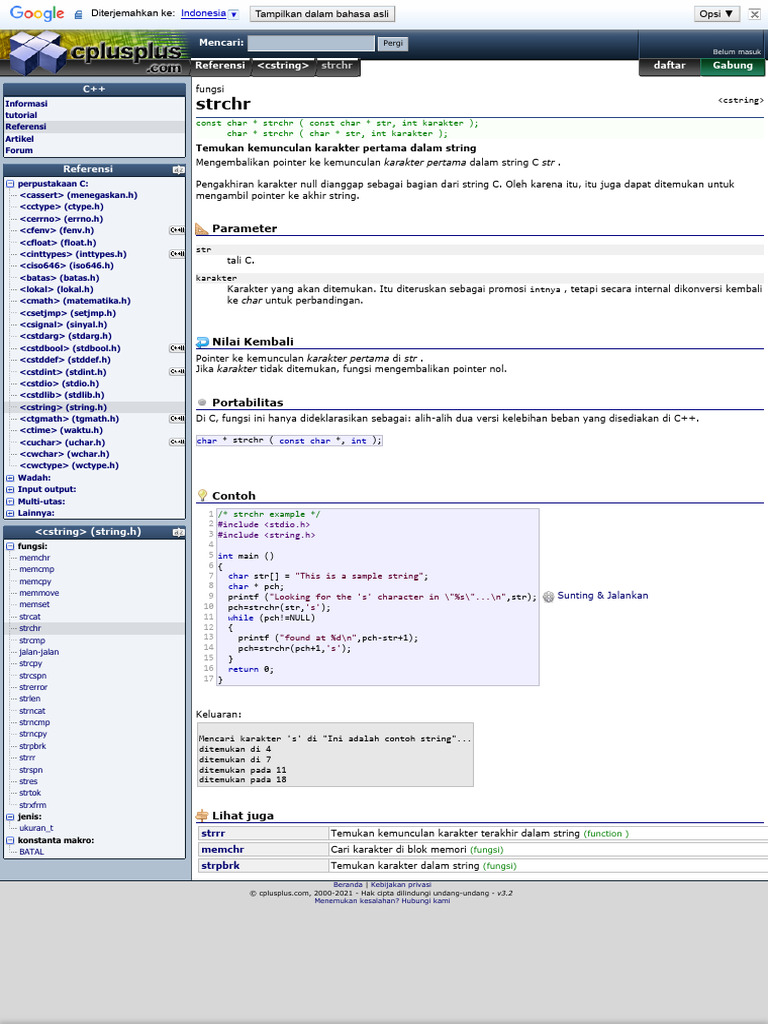 STRCHR - Referensi C++ | PDF
