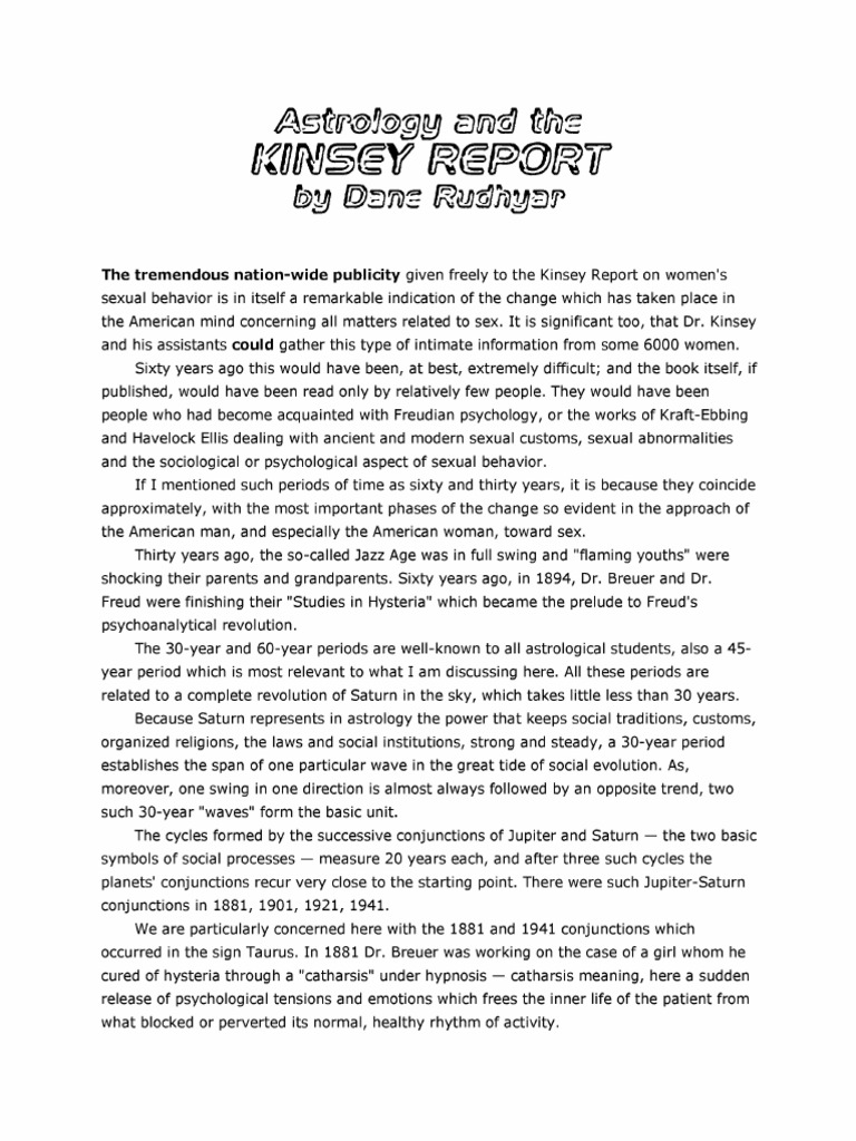 Dane Rudhyar - Astrology and The Kinsey Report | PDF | Sigmund Freud ...
